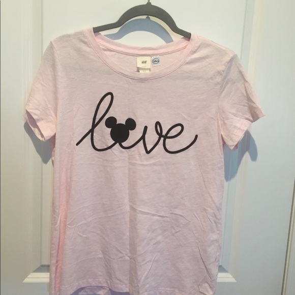 H&M | Tops | Mickey Mouse Tee Love Written In Cursive | Poshmark
